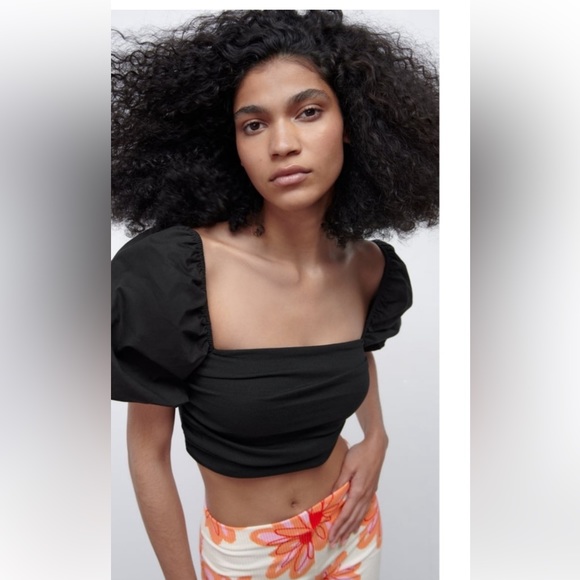Zara | Tops | Zara Puff Sleeve Ruched Top | Poshmark